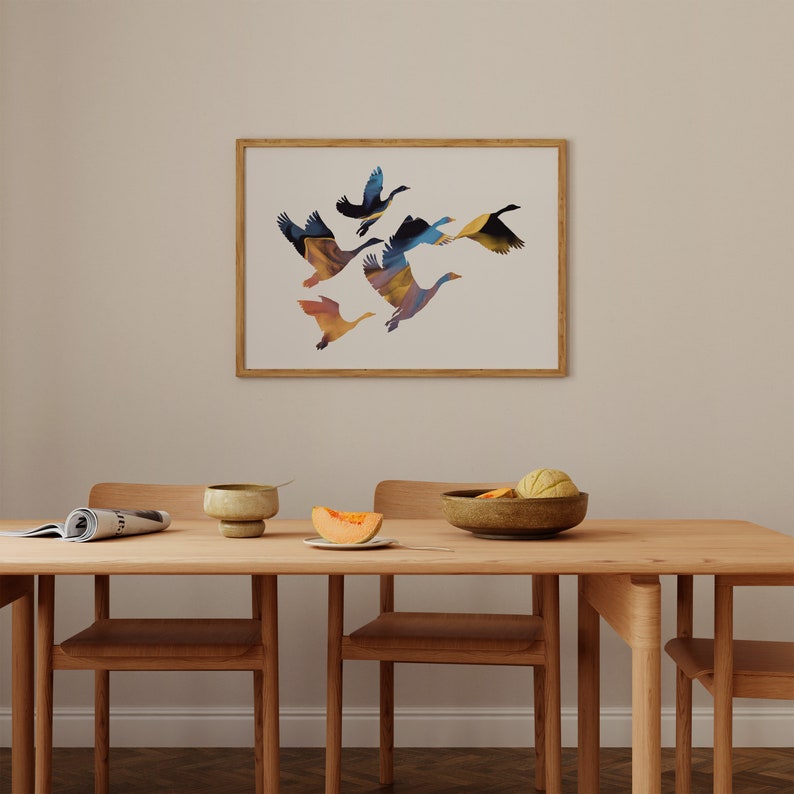 Flock of Birds Print, Geese Printable, Watercolor Wall Art, Bird Art ...