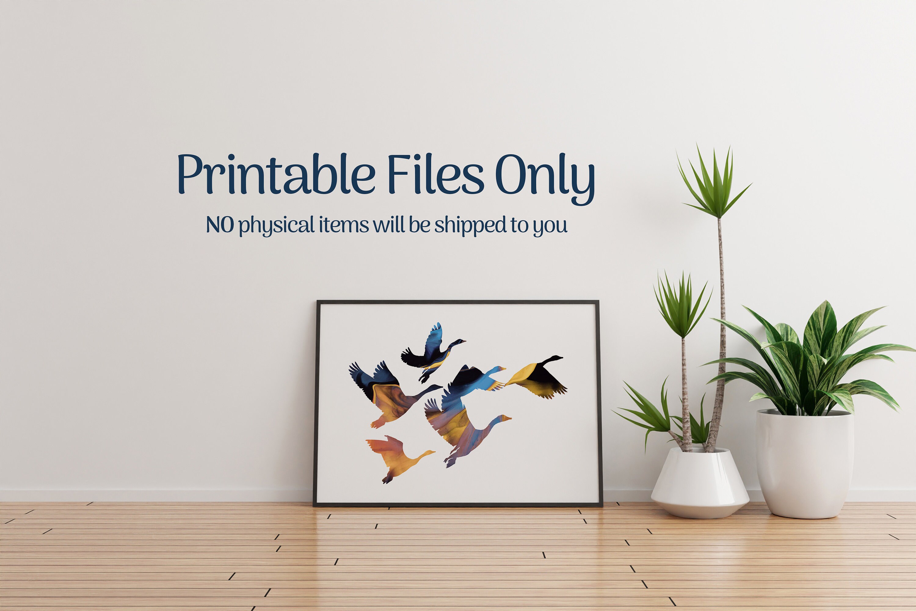 Flock of Birds Print, Geese Printable, Watercolor Wall Art, Bird Art ...