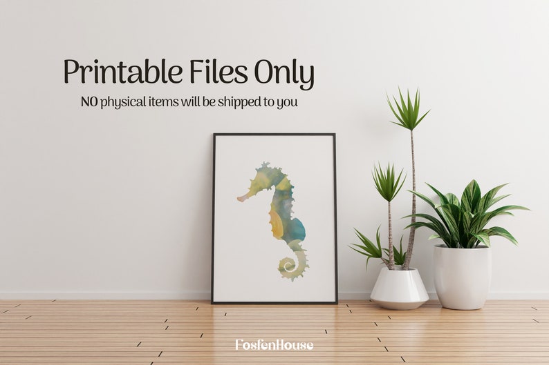 Watercolor Seahorse Printable, Abstract Seahorse Art, Ocean Seahorse ...