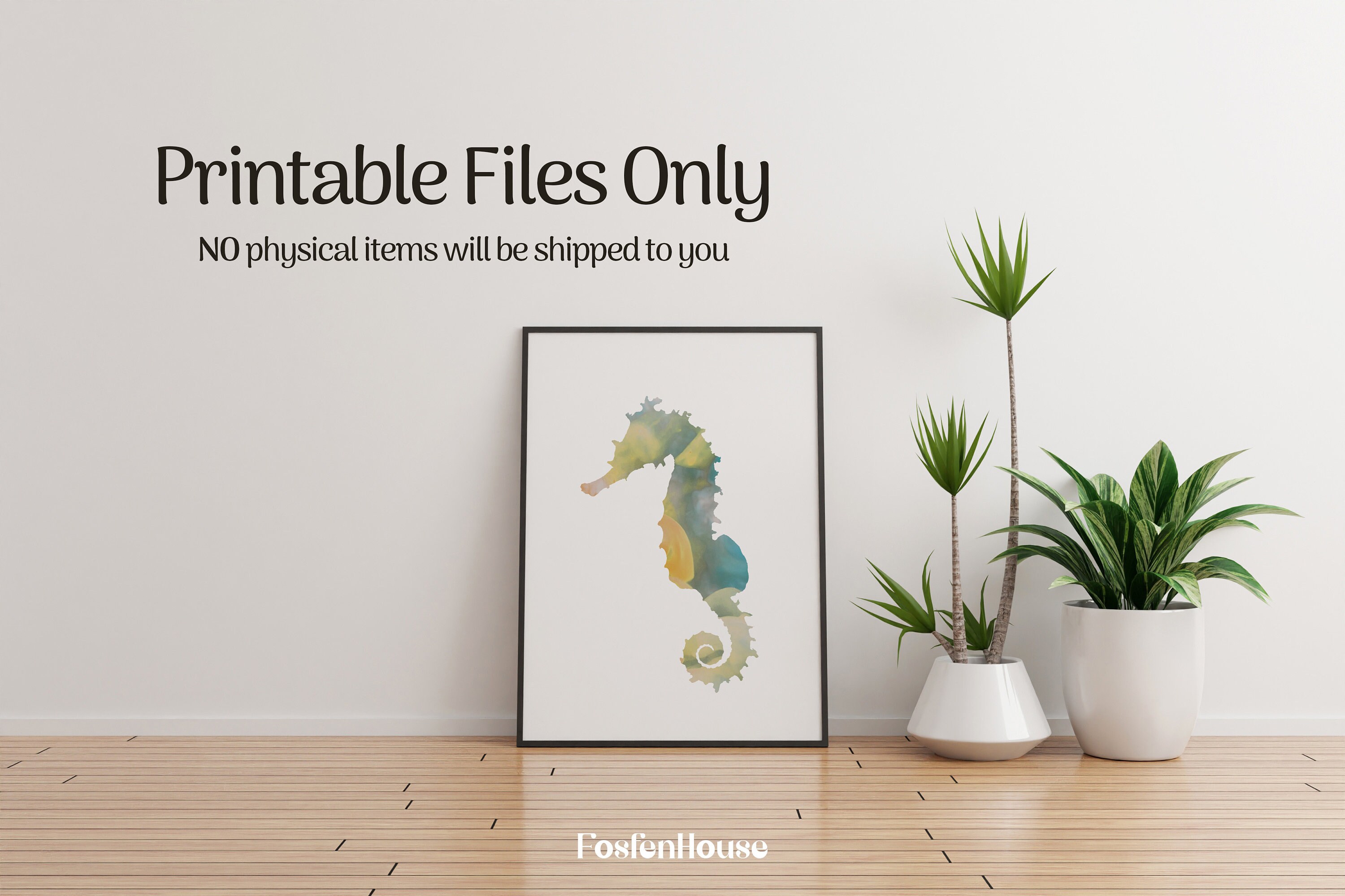 Watercolor Seahorse Printable, Abstract Seahorse Art, Ocean Seahorse ...