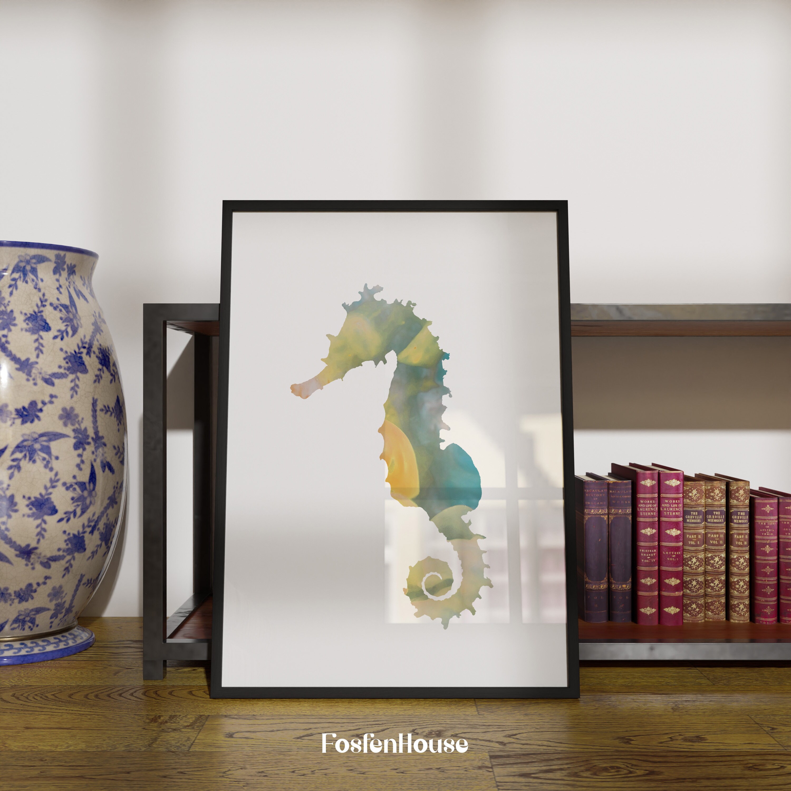 Watercolor Seahorse Printable, Abstract Seahorse Art, Ocean Seahorse ...