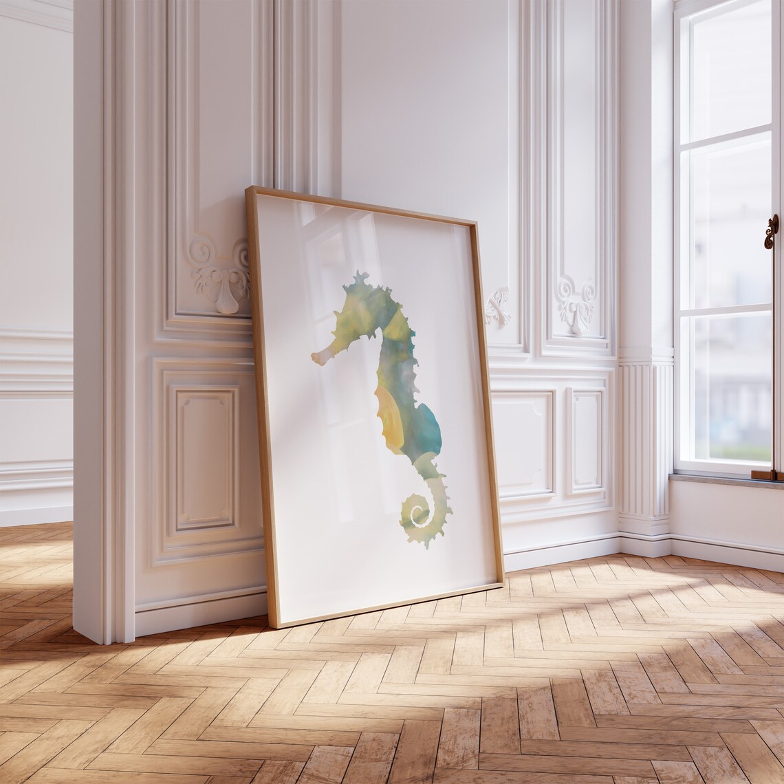 Abstract Watercolor Seahorse Print, Modern Ocean Art (digital Download ...