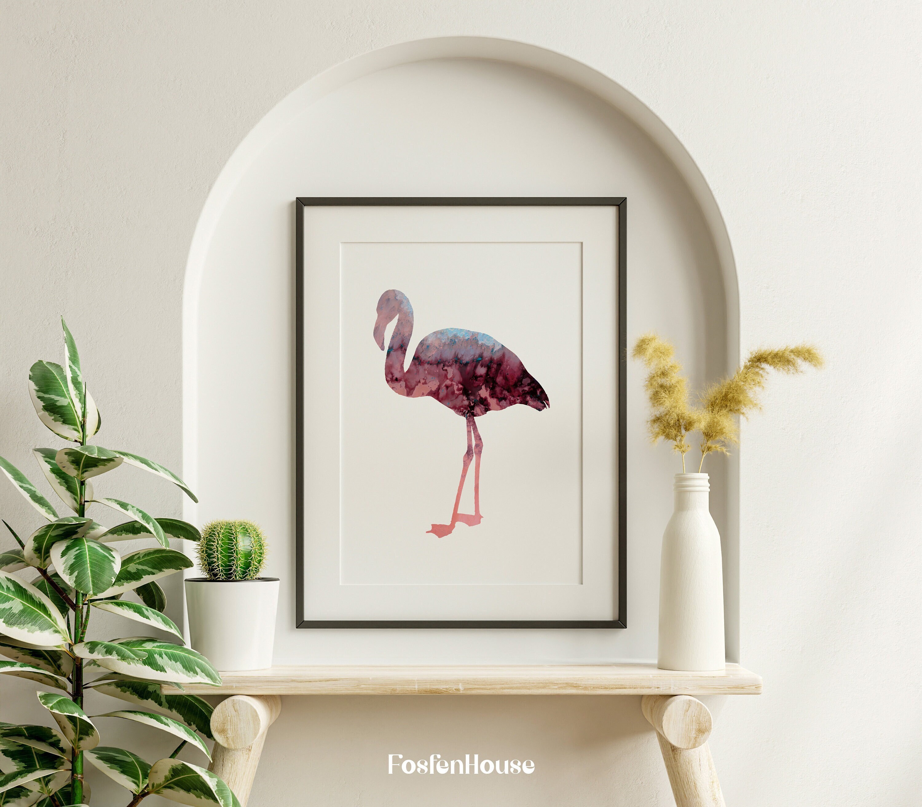 Watercolor Flamingo Printable, Abstract Flamingo Art, Tropical Flamingo ...