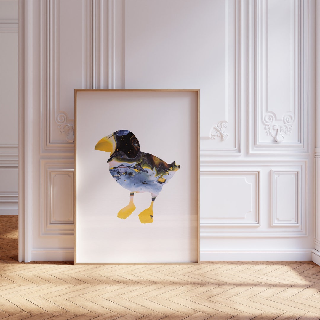 Puffin Printable, Abstract Puffin Art, Arctic Animal Art, Modern Sea ...