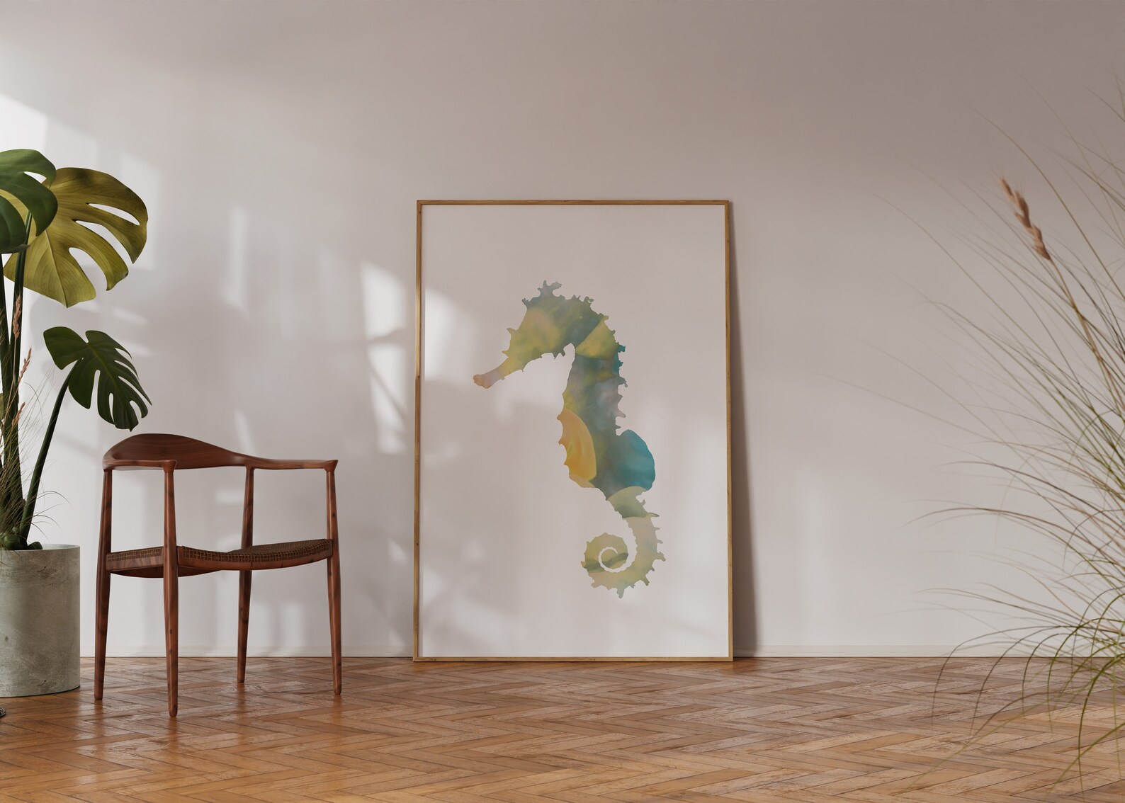 Abstract Watercolor Seahorse Print, Modern Ocean Art (digital Download ...