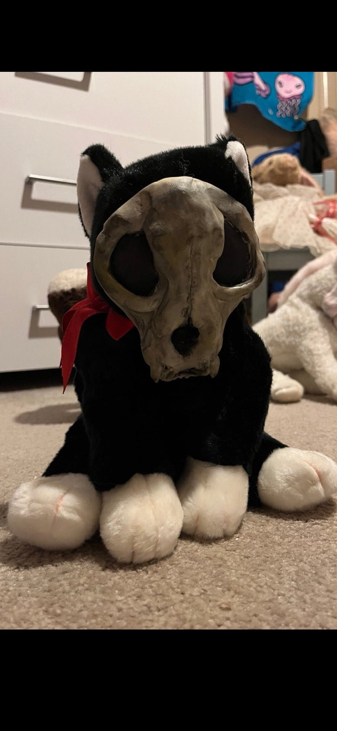 Handmade Clay Face Plush Skull Face Cat - Etsy