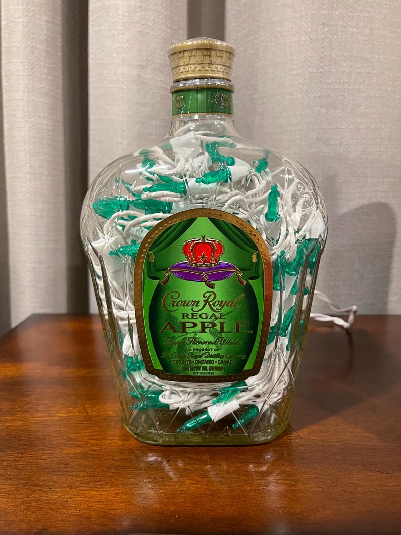 Crown Royal Apple Bottle Liquor Lamp (green Leds) - Man Cave - Bar ...