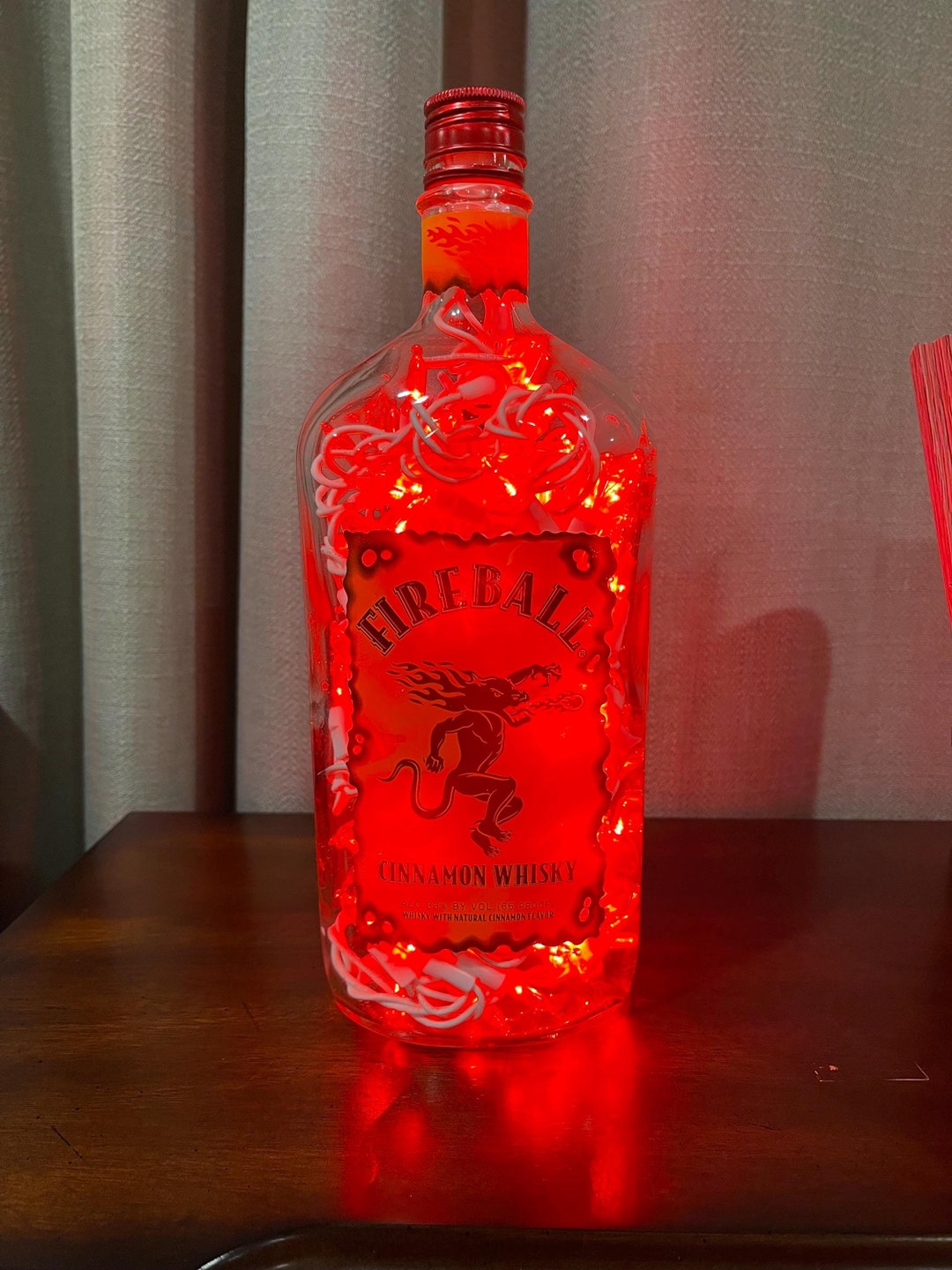 Fireball Cinamon Whiskey Liquor Lamp red LED Lights Man Cave Bar Light ...