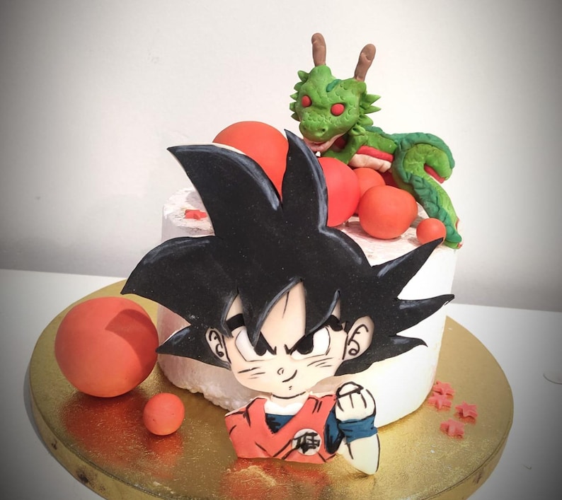 Goku and Shenron Sugar Paste Fondant Figurine Handmade Dragon Ball ...