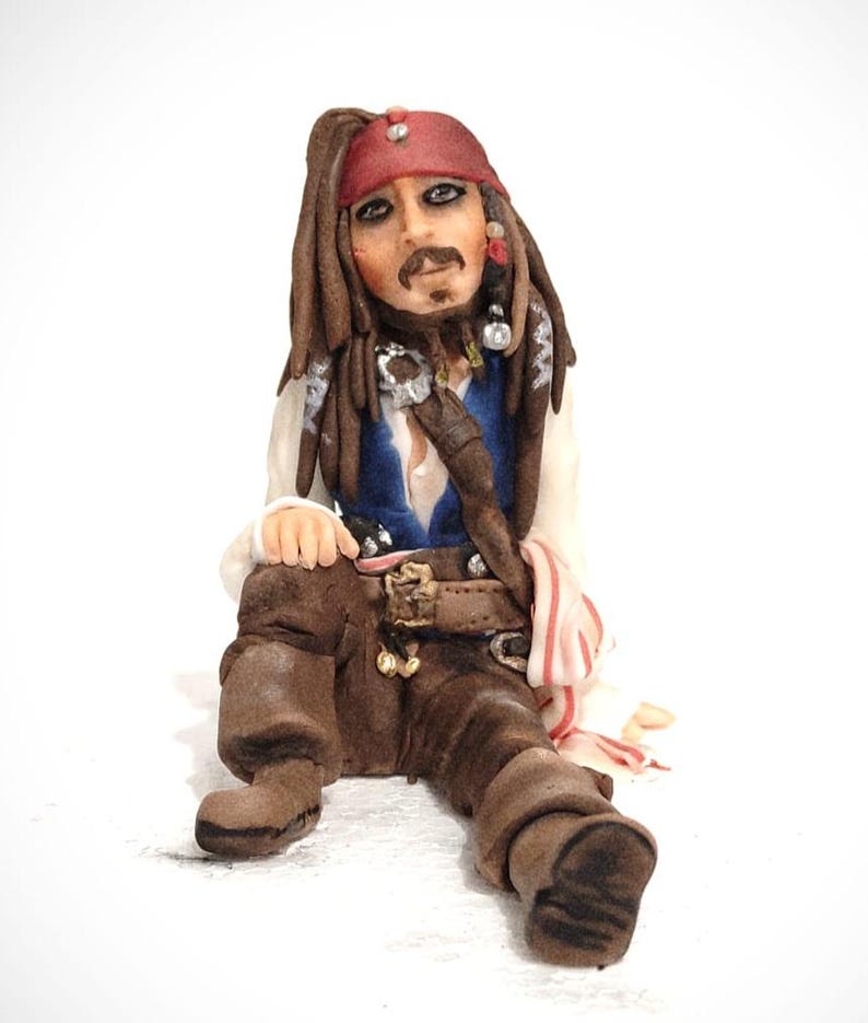 Captain Jack Sparrow Sugar Paste Fondant Figurine Handmade Pirates of ...