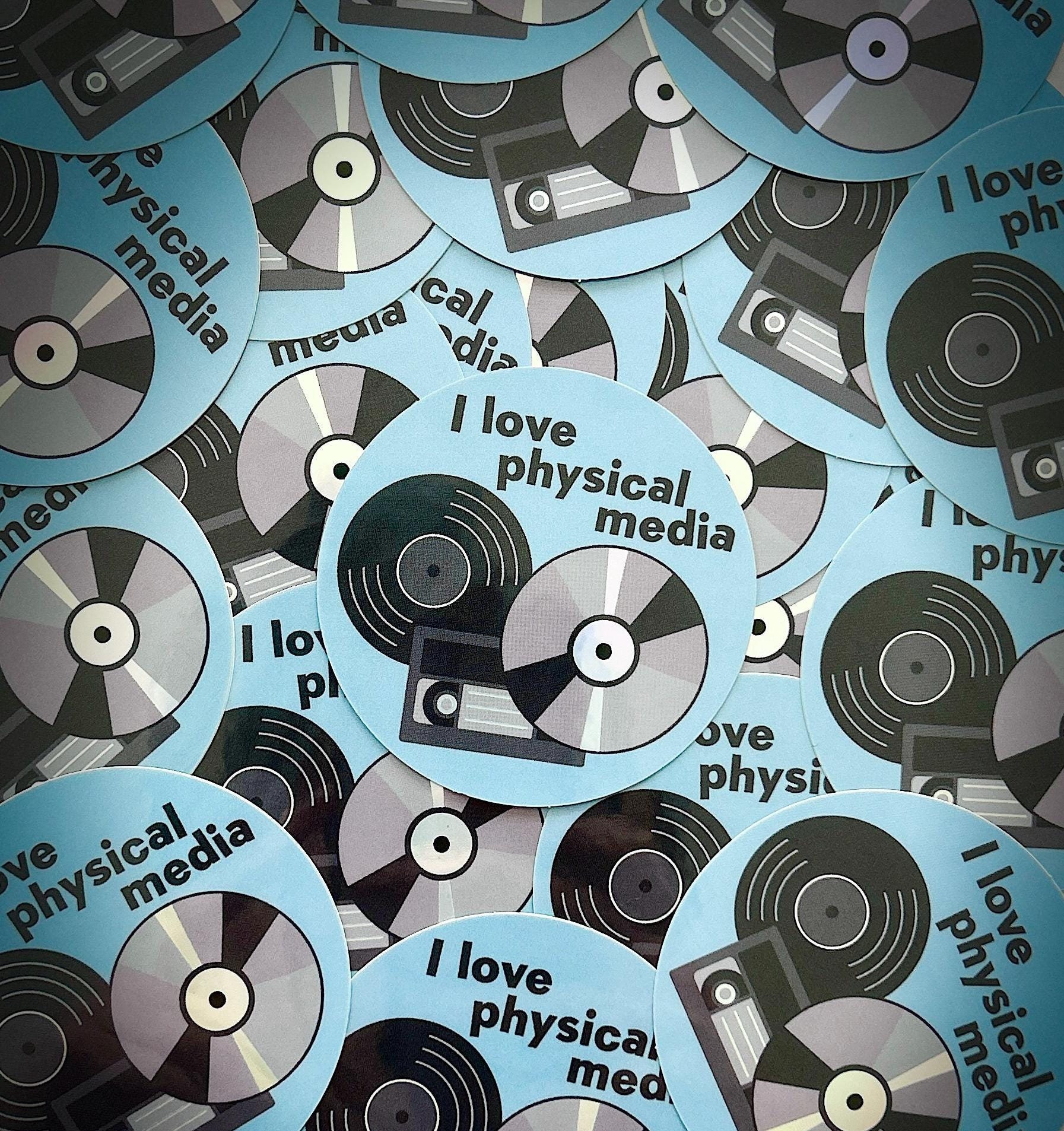 I Love Physical Media Holographic Sticker - Vinyl DVD Bluray 4K VHS - Etsy