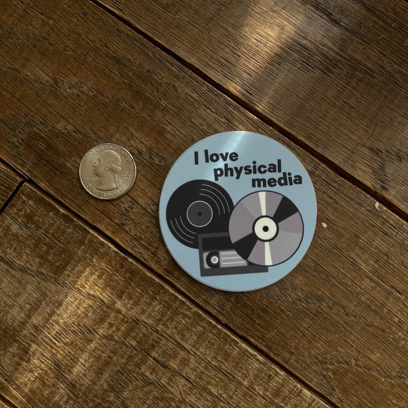 I Love Physical Media Holographic Sticker - Vinyl DVD Bluray 4K VHS - Etsy