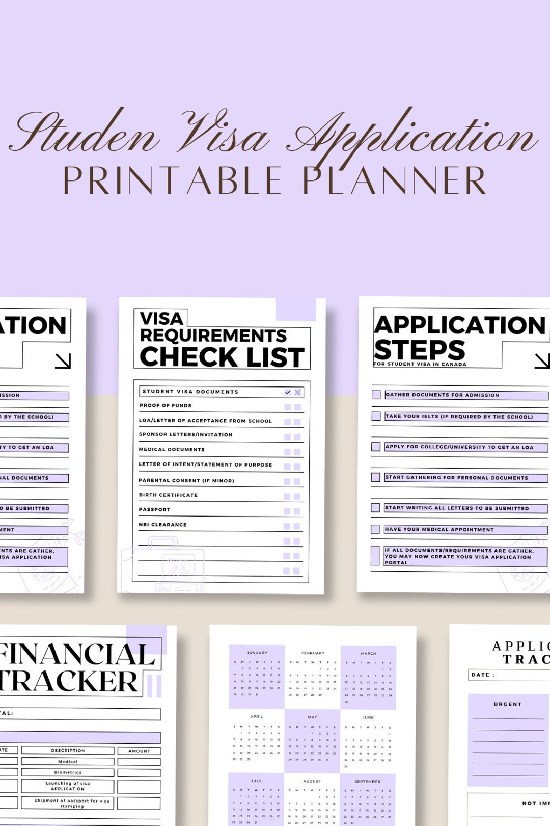 Printable Planner, Printable Student Visa Application Planner - Etsy