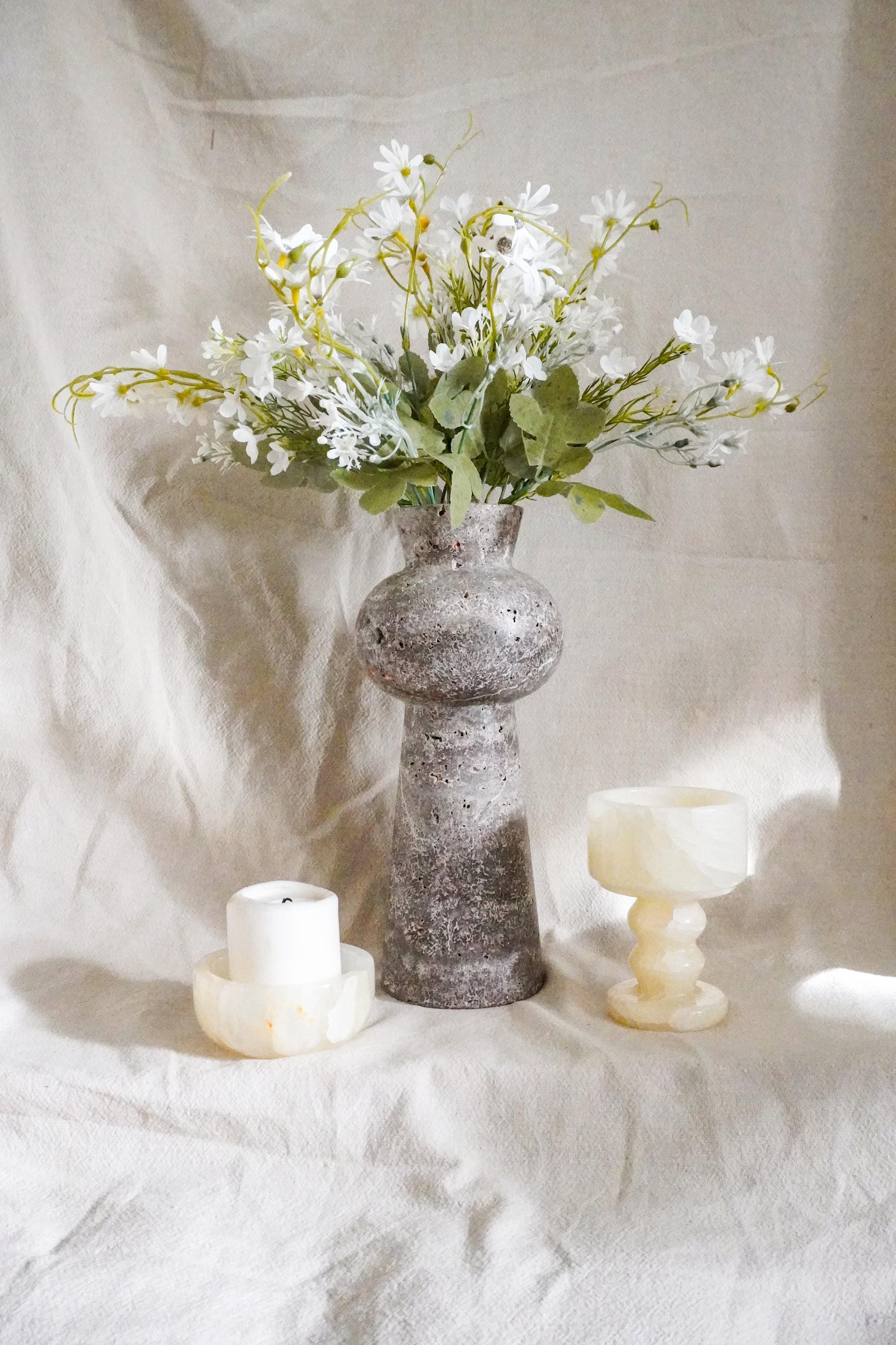 Sculptural Marble Vase,wavy Japandi Home Decor,viola Marble Vase,french ...