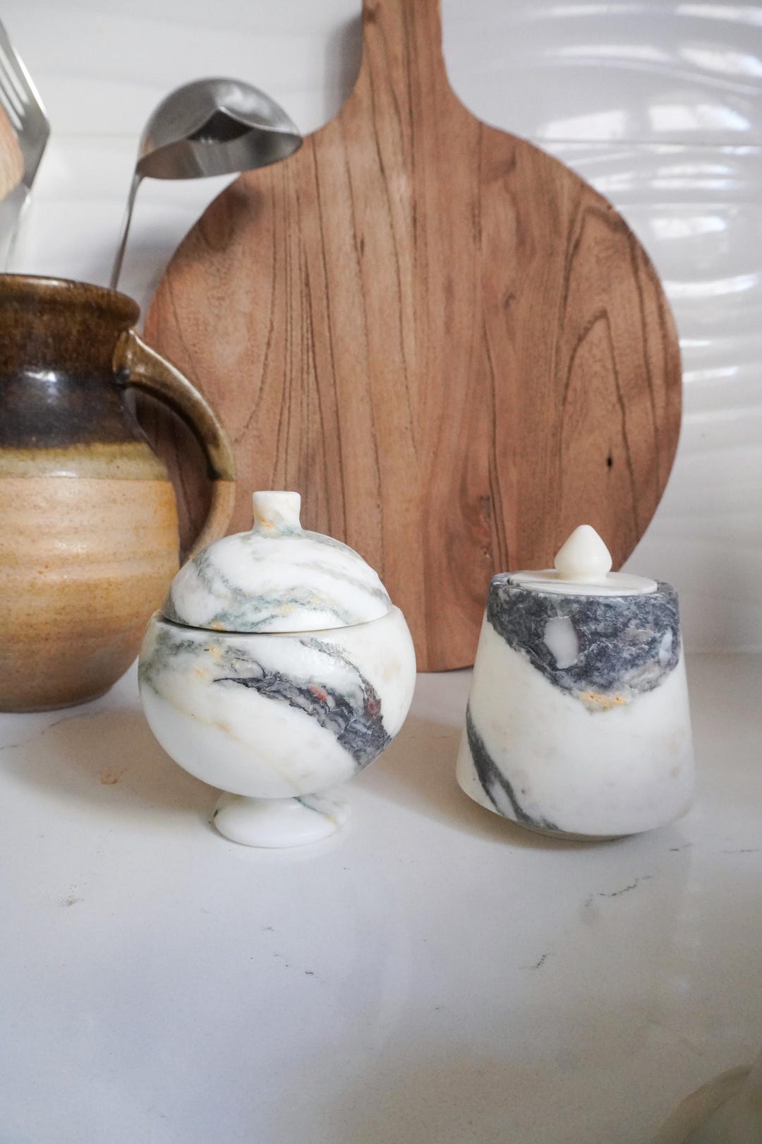Calacatta Viola Marble Lidded Jar,vanity Storage,bath Decor,marble ...