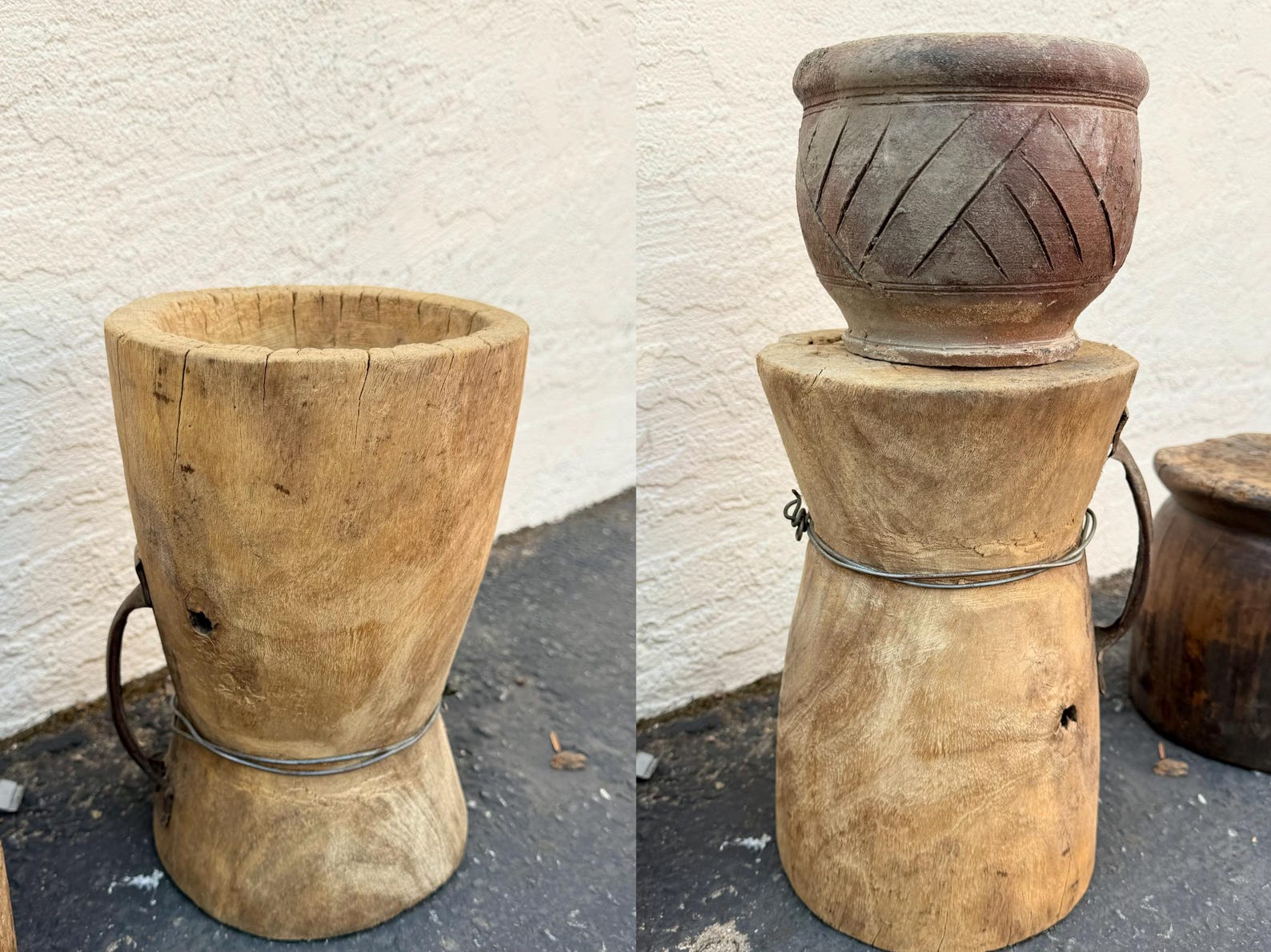 Rustic Tree Trunk Stool, Vintage Elm Wood Pedestal, Wabi Sabi Decor ...