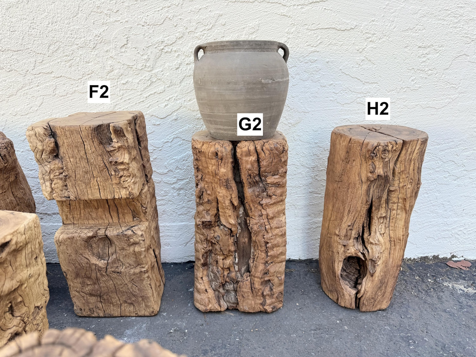 Rustic Tree Trunk Stool, Vintage Elm Wood Pedestal, Wabi Sabi Decor ...