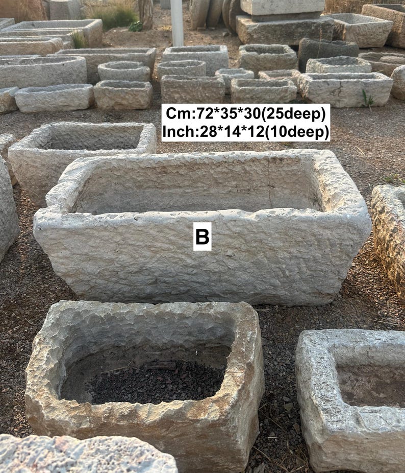 Antique Limestone Trough Planter,french Farmhouse Stone Sink Basin ...