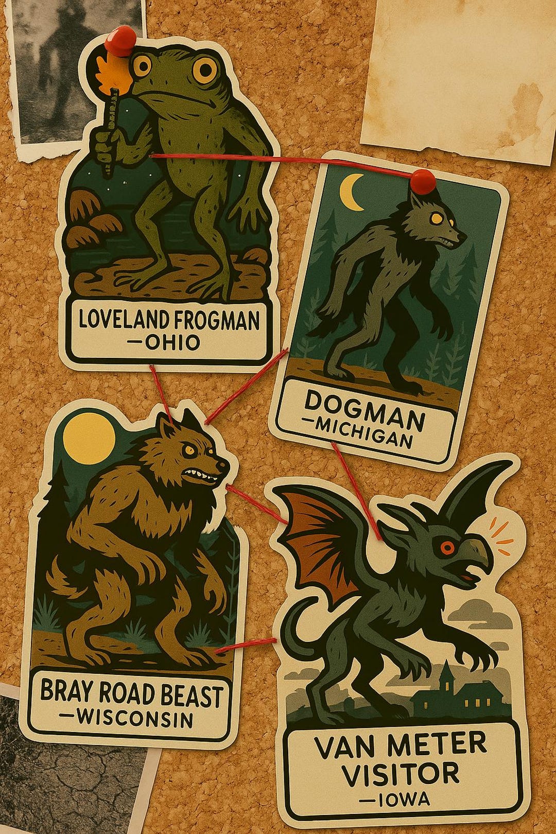 Cryptid Field Log Vol. 2: Midwest Sticker Set,, Glossy Cryptid Stickers ...
