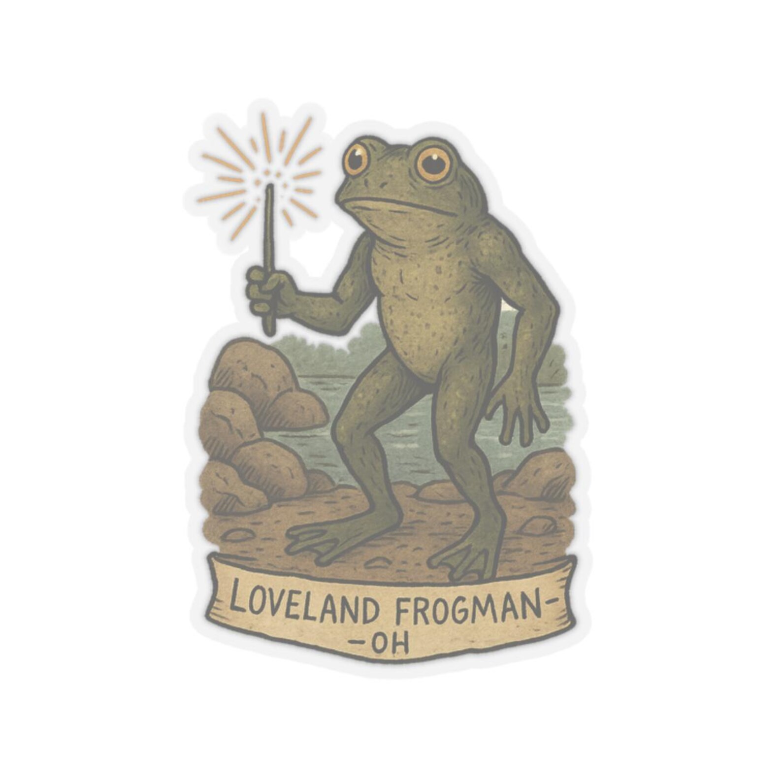 Loveland Frogman OH Sticker: Cryptid Art Decal - Etsy