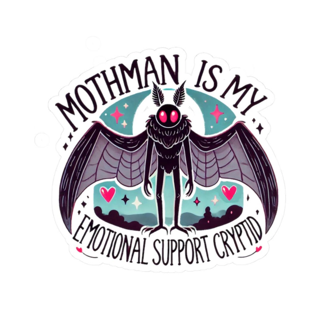 Mothman Sticker | Emotional Support Cryptid, Paranormal Illustration - Etsy