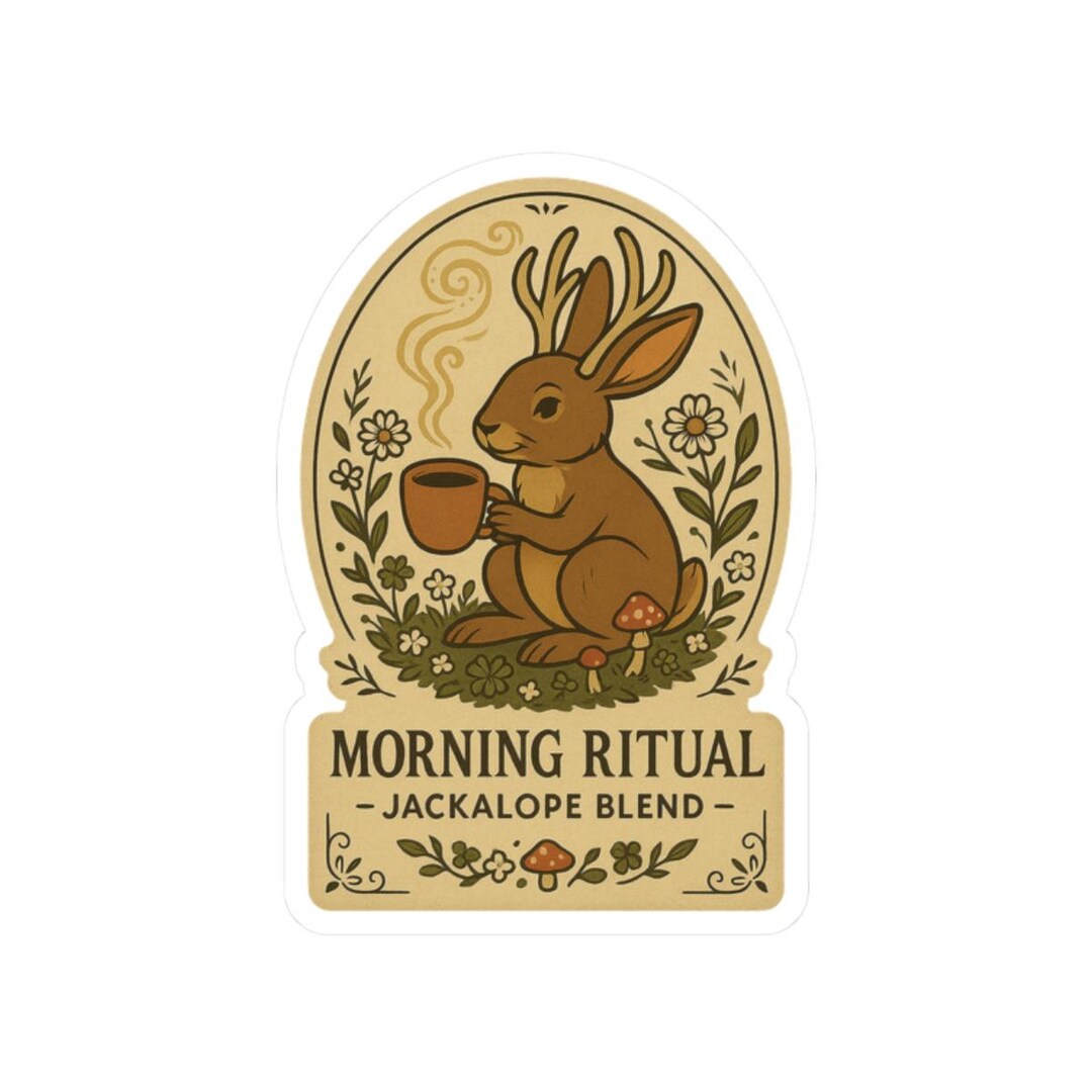 Jackalope Sticker – Cottagecore Cryptid Coffee Vinyl Decal - Etsy