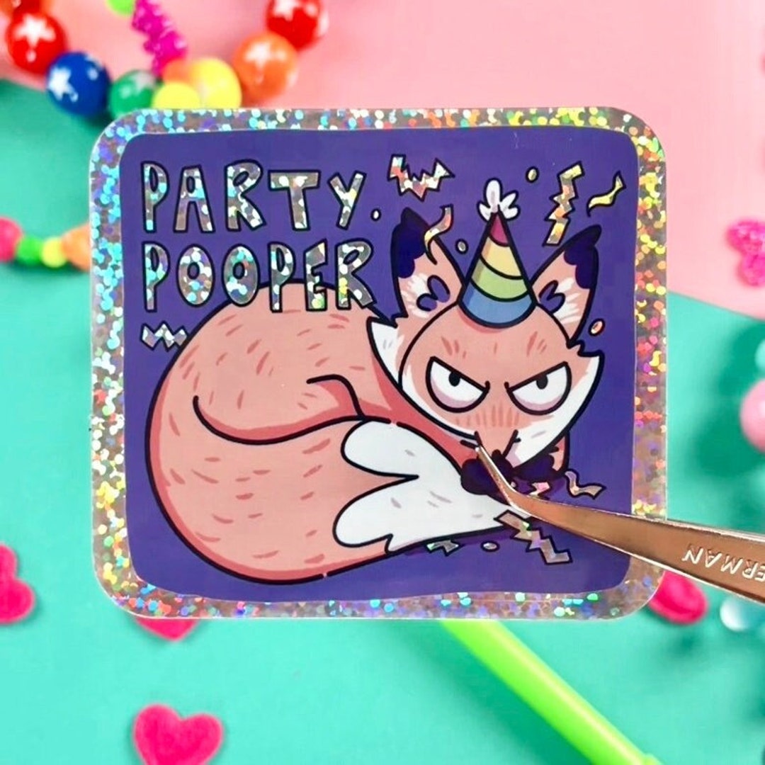 Party Pooper Artie 3 Glitter Fox Sticker - Etsy