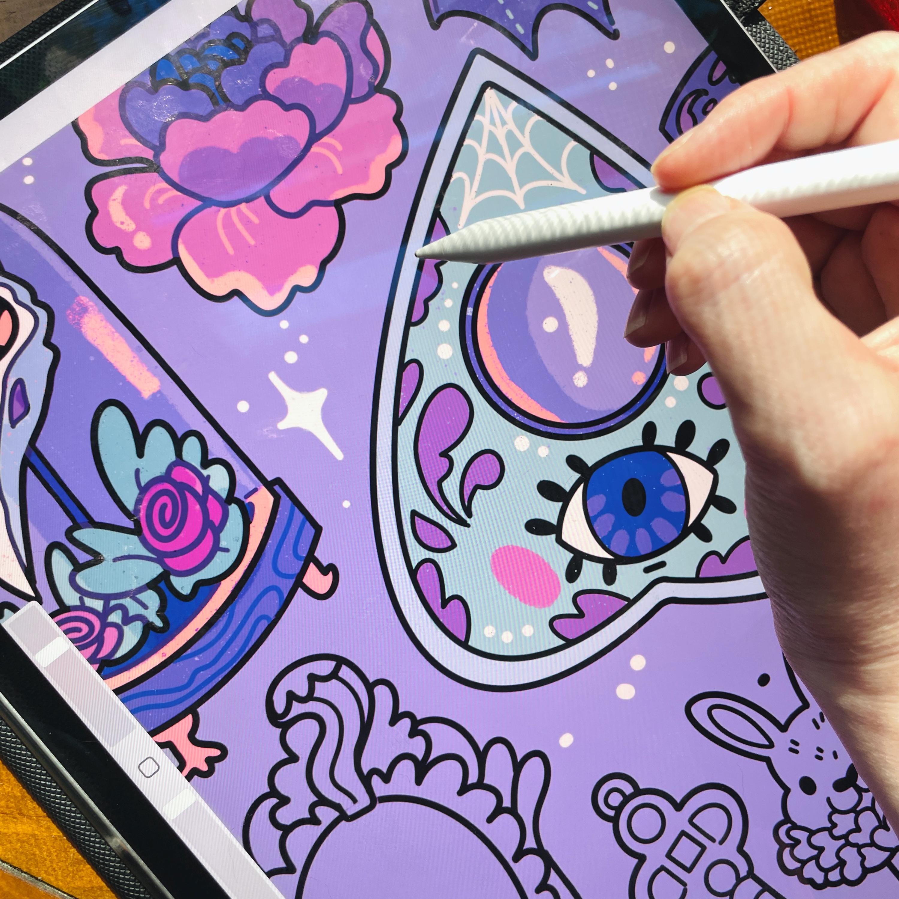 Witchy Pattern Coloring Page Instant Printable Download 8x10 Png - Etsy