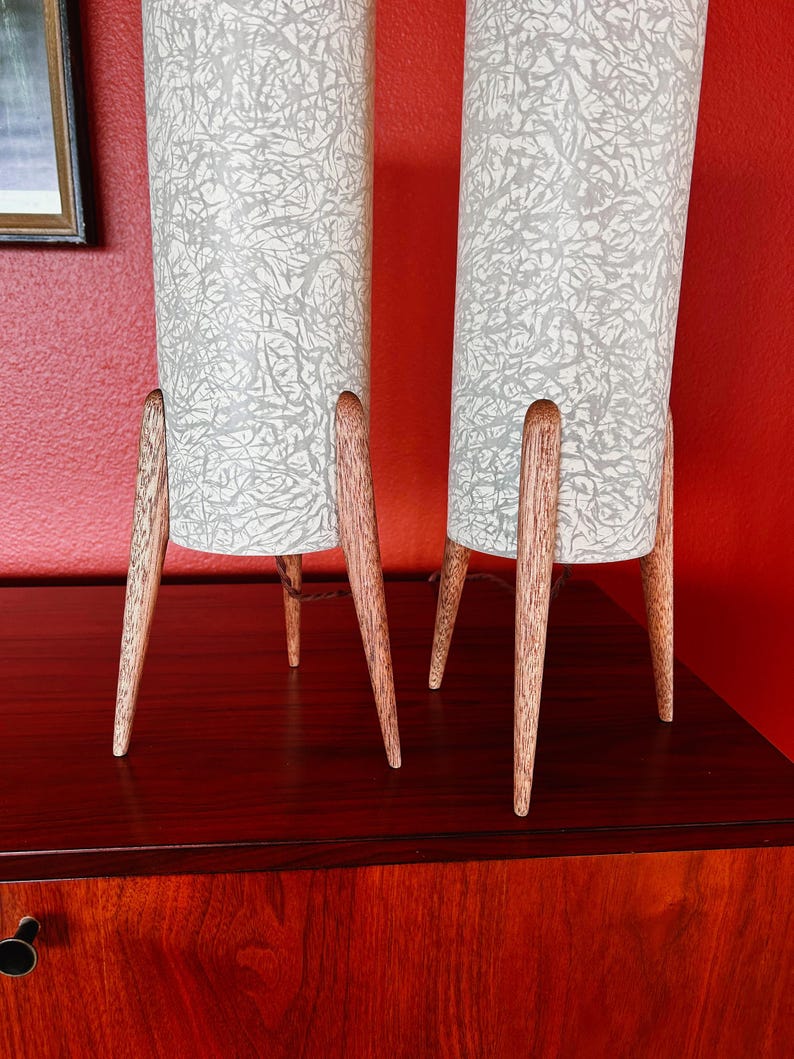 Mid Century Modern Retro Rocket Table Lamp Set: Handcrafted, Unique and ...