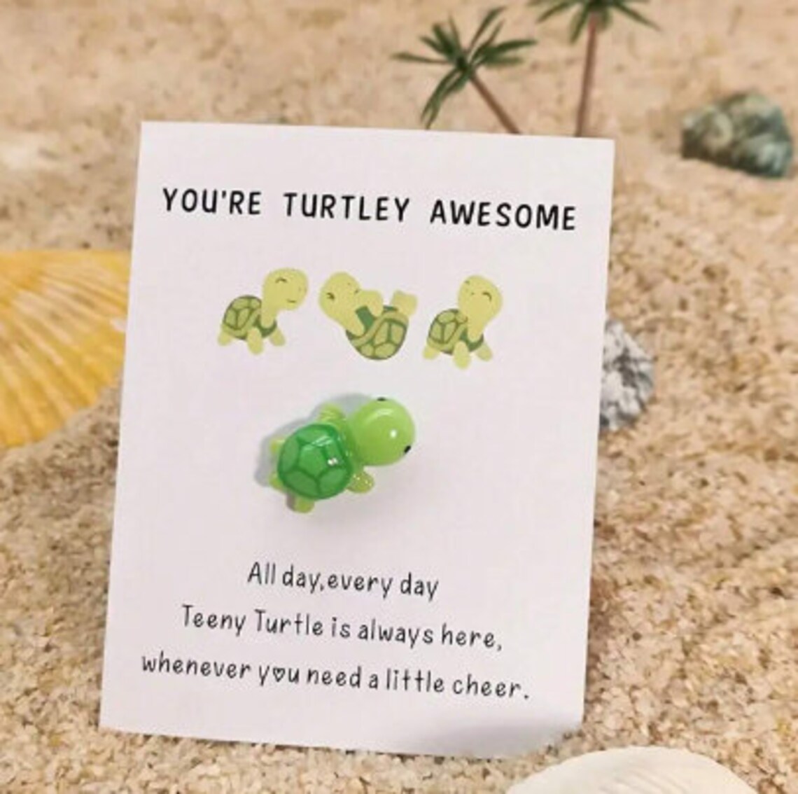 You're Turtley Awesome 1pc Turtle Motivational Gift Cute Mini Green ...