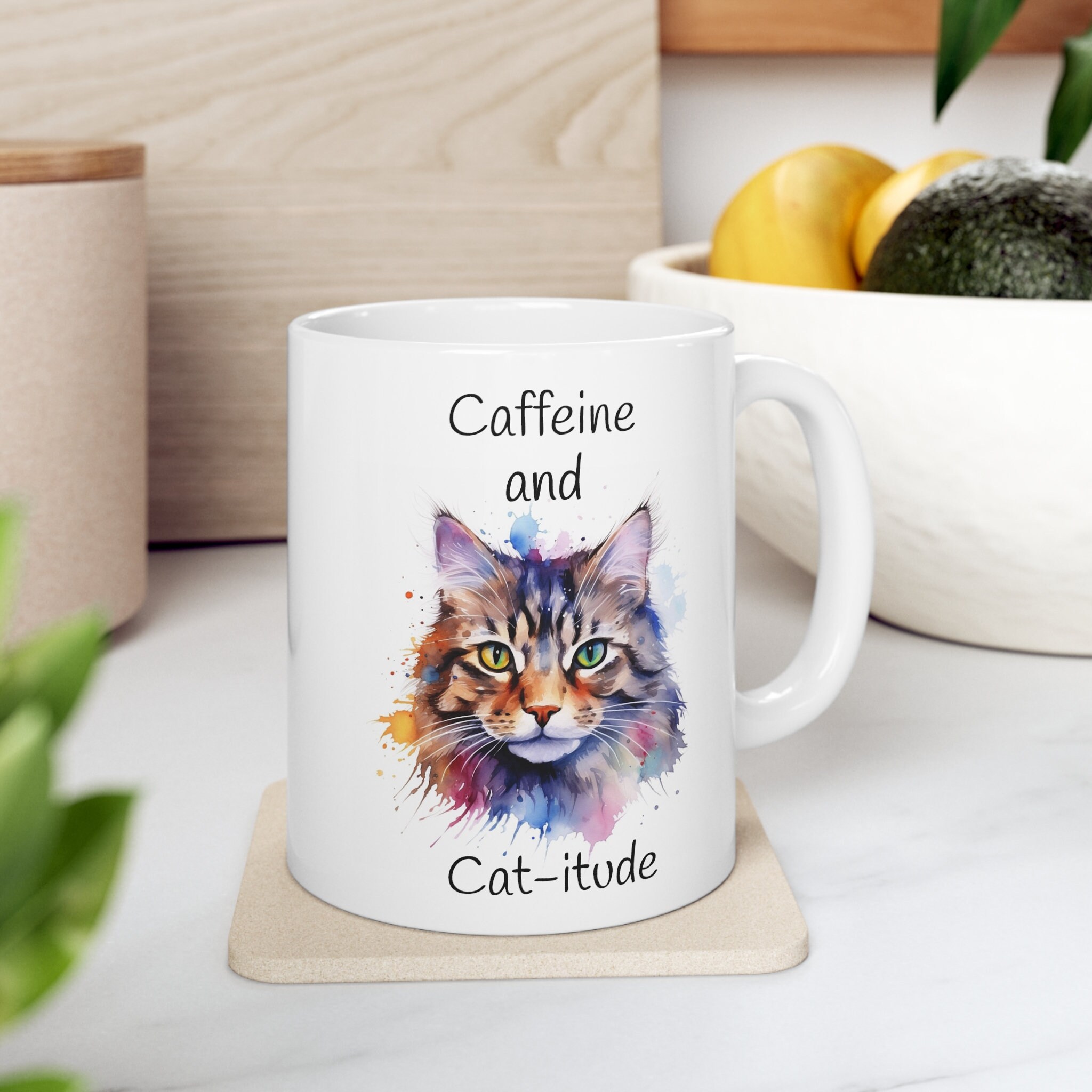 Caffeine and Cat-itude, Funny Coffee Mug, Cat Mug, Funny Gift, Gift ...