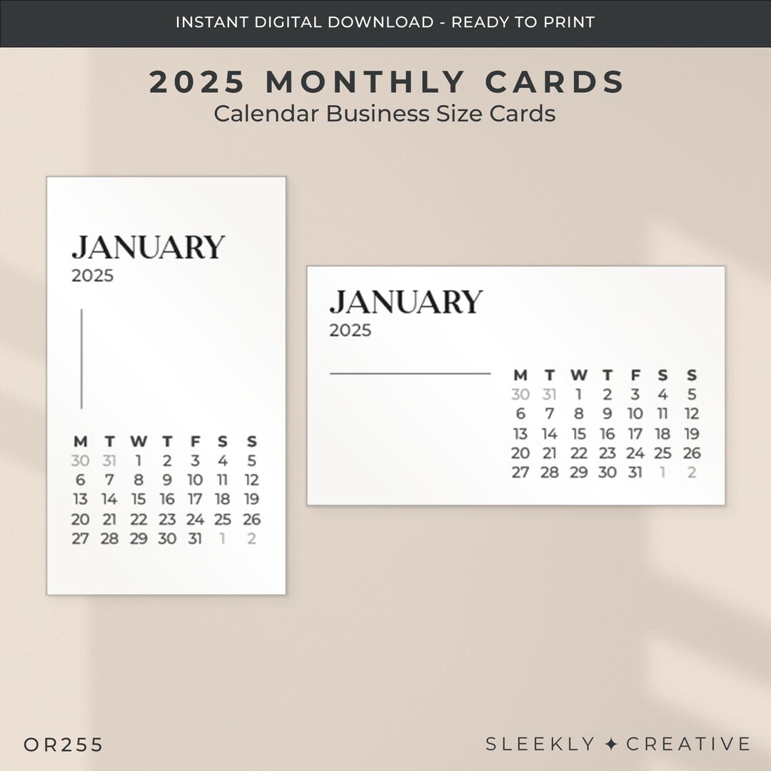 2025 Month Calendar Cards Orion | Horizontal and Vertical Business Card ...
