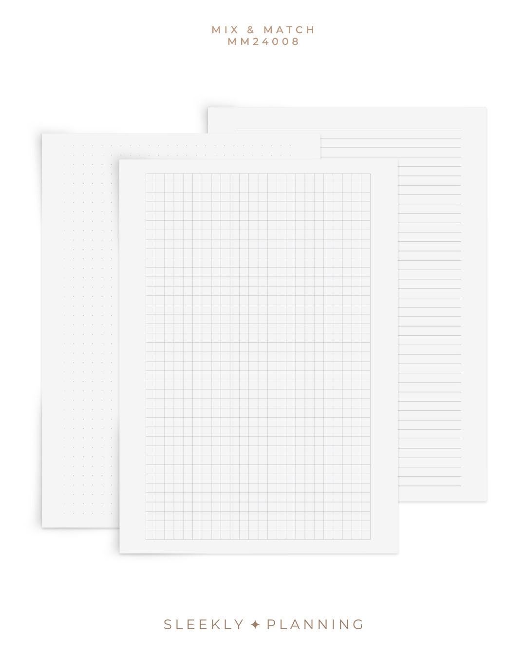 Printable Dotted Grid Lined Diary Planner Insert Blank Pages Paper 5mm ...