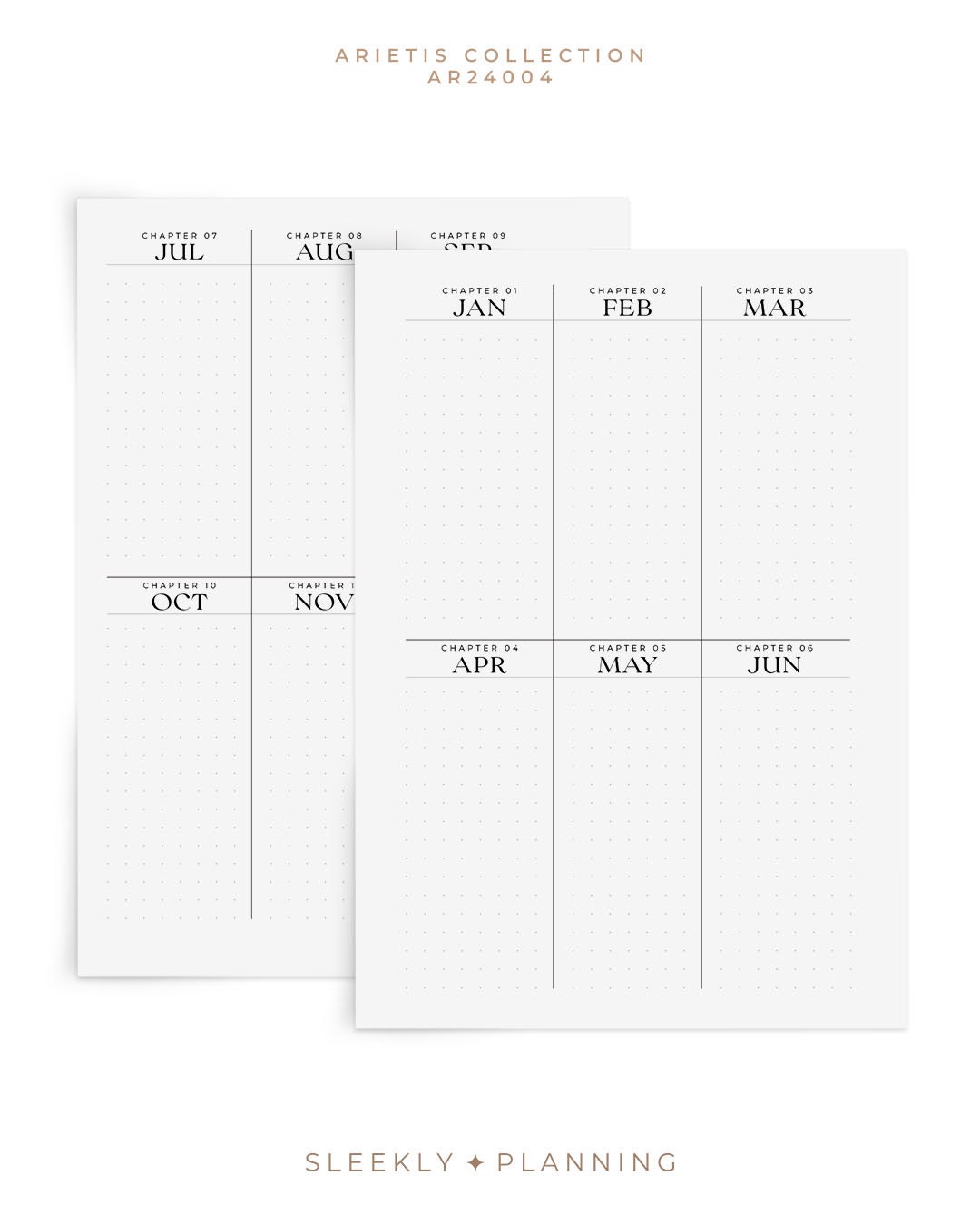 Yearly Dashboard With 12 Months Printable Planner Vertical View Inserts ...