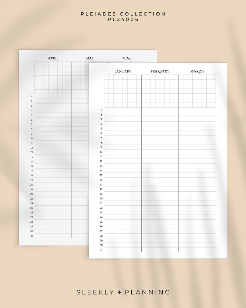 Yearly Perpetual Future Log View Printable Dashboard Insert Minimal ...