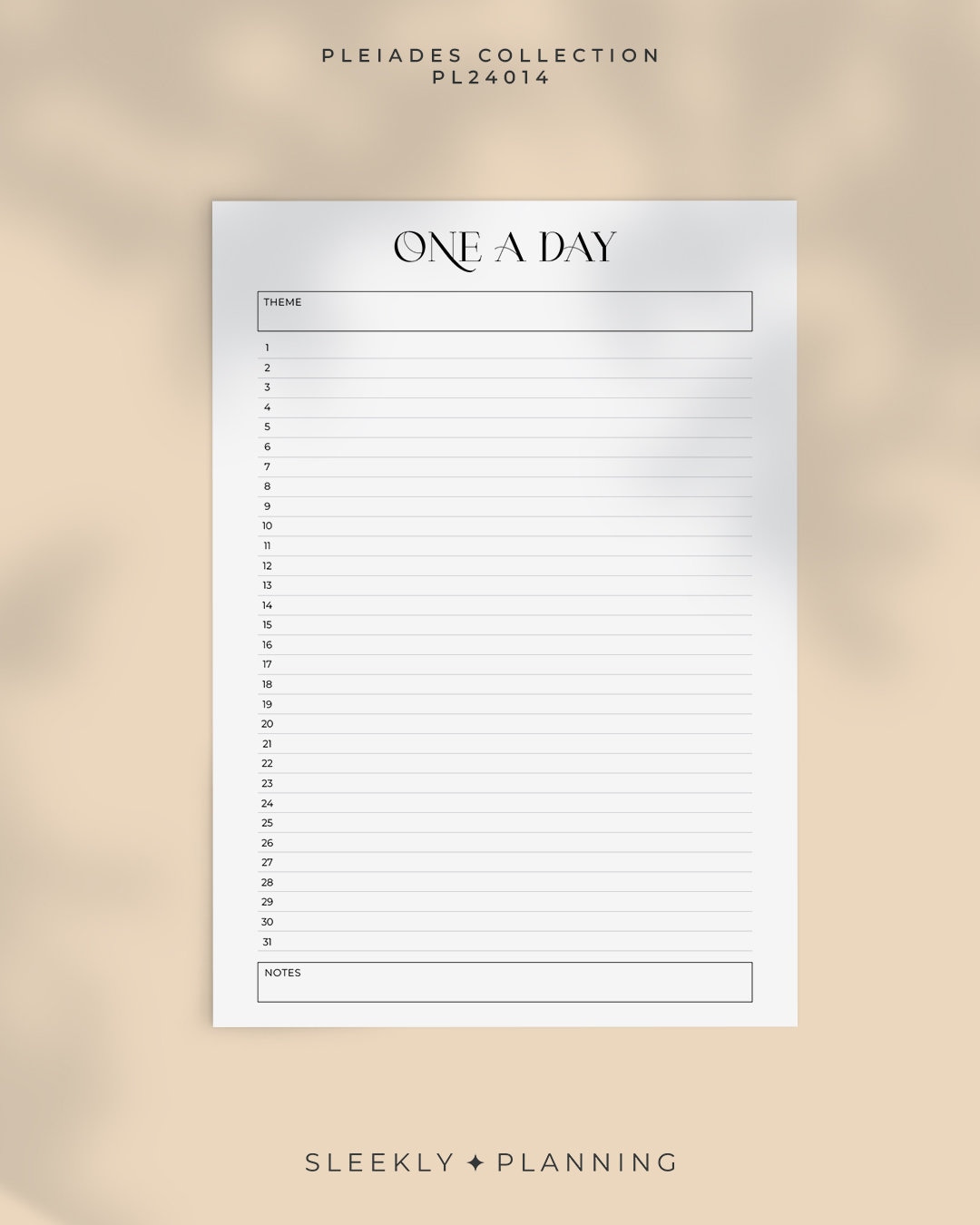 Pleiades One Line a Day List Journal Page, Question Daily Memory ...