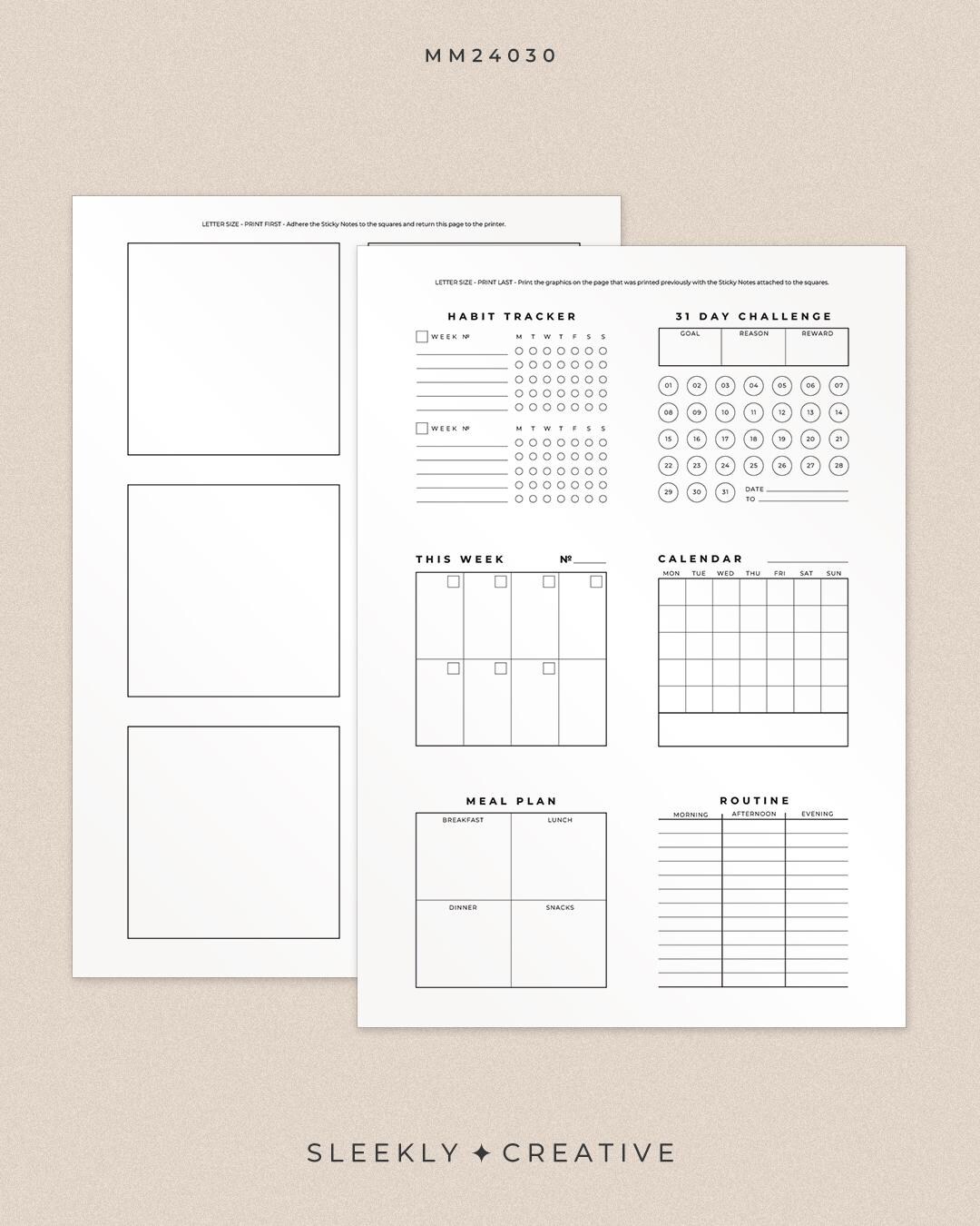 Printable Calendar & Trackers Sticky Notes | 3x3" Printable at Home ...