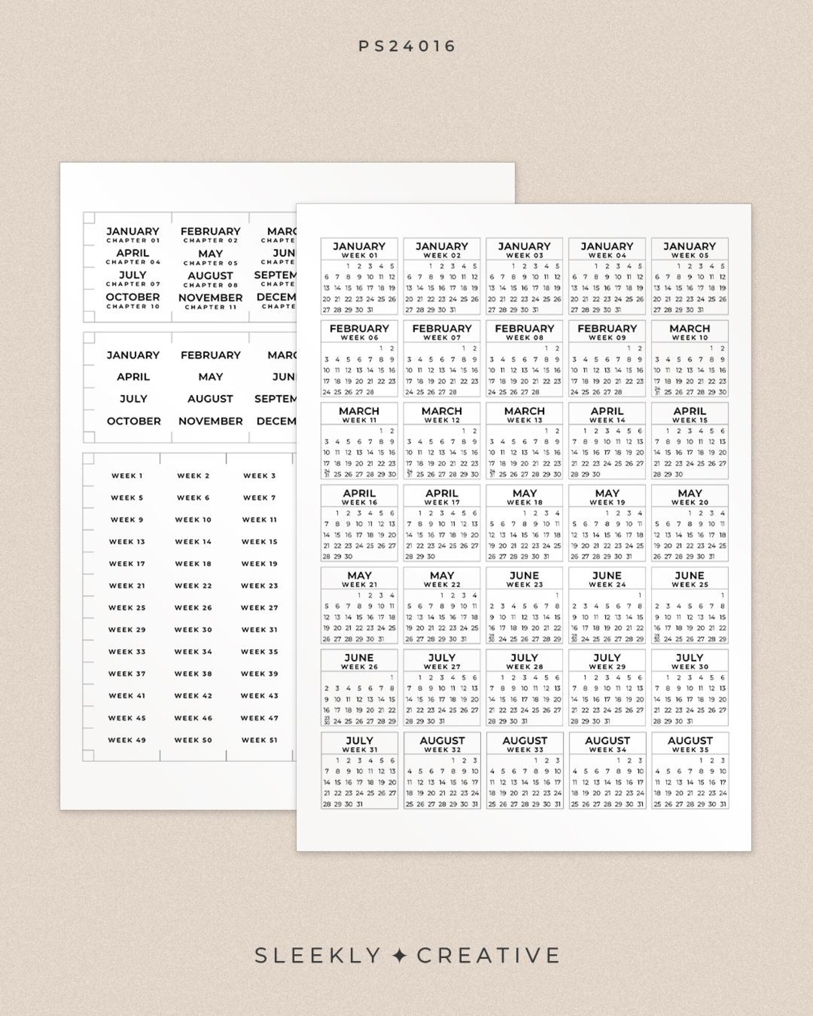 2025 Monthly Modern Mini Calendar Sticker Sheet | Printable Minimal ...