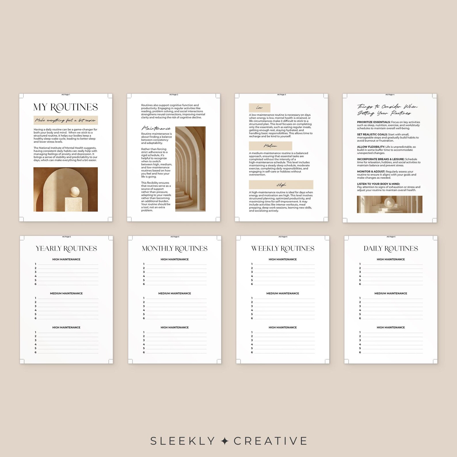 Routines Worksheet | Day Week Month Year High Low Maintenance Template Printable Planner Insert ...