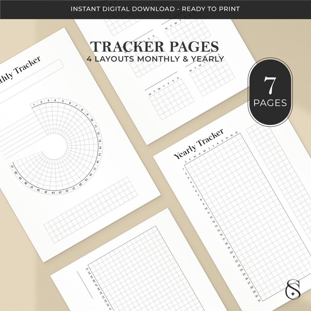 Tracker Pages Orion | 5 Views Yearly Monthly Circle Routine Habit ...