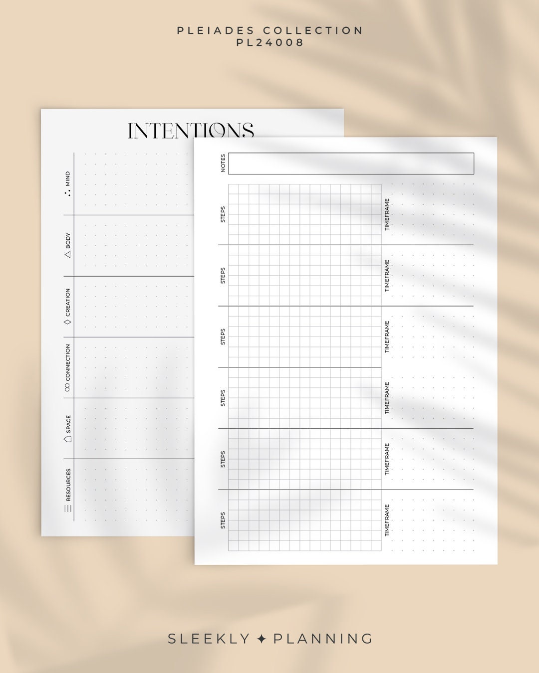 Goal Setting Intentions Worksheet Printable Planner Insert, Self Care ...
