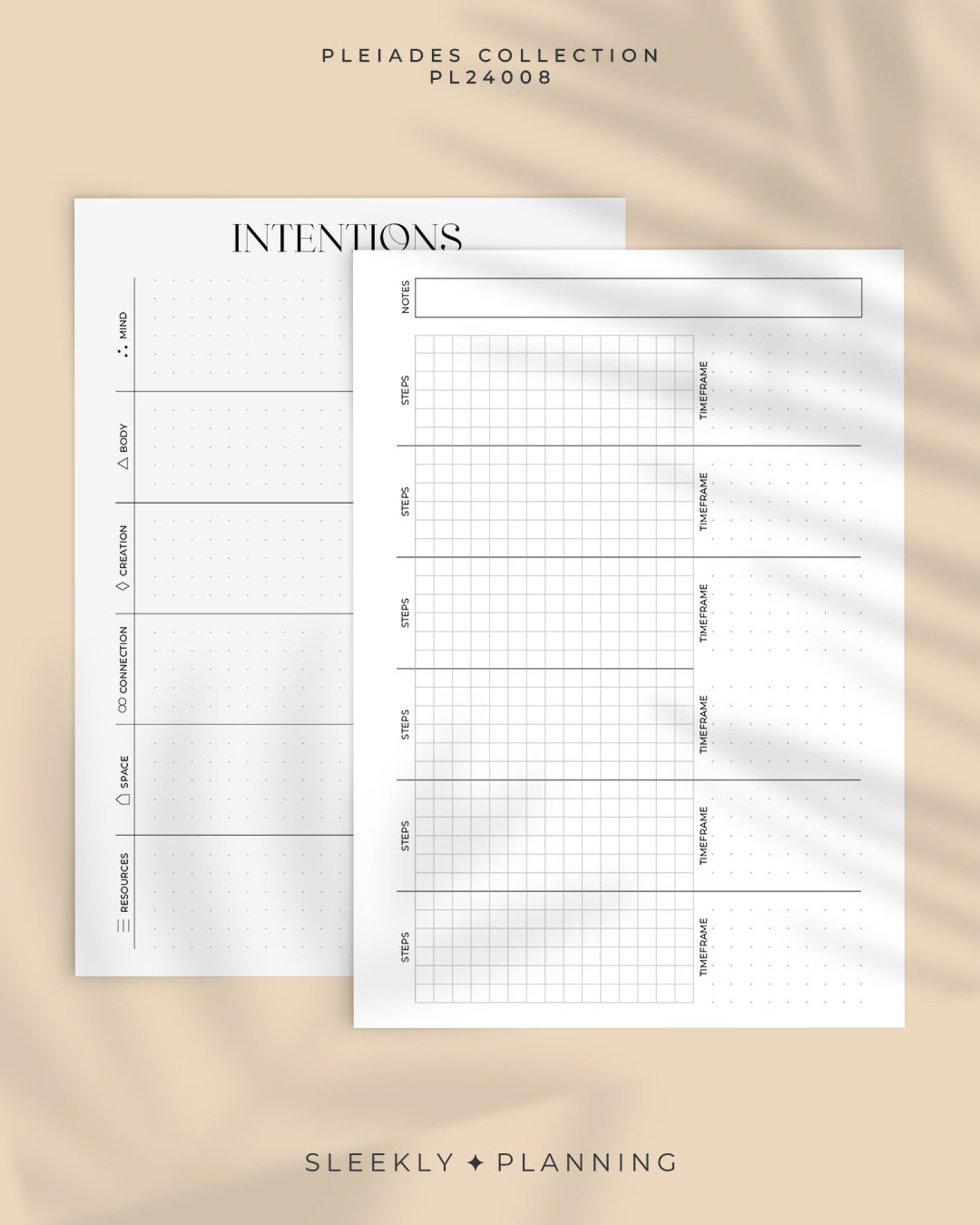Goal Setting Intentions Worksheet Printable Planner Insert, Self Care ...