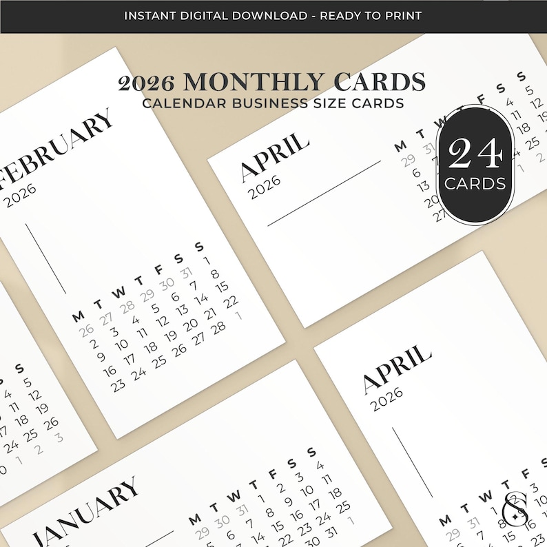 2026 Month Calendar Cards Orion | Horizontal and Vertical Business Card ...