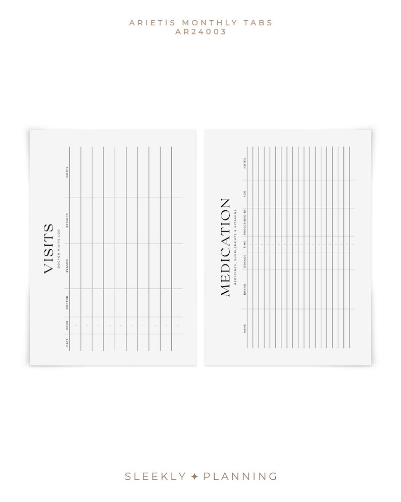 Monthly Undated Printable Planner Doctor Appointment Health Calendar ...