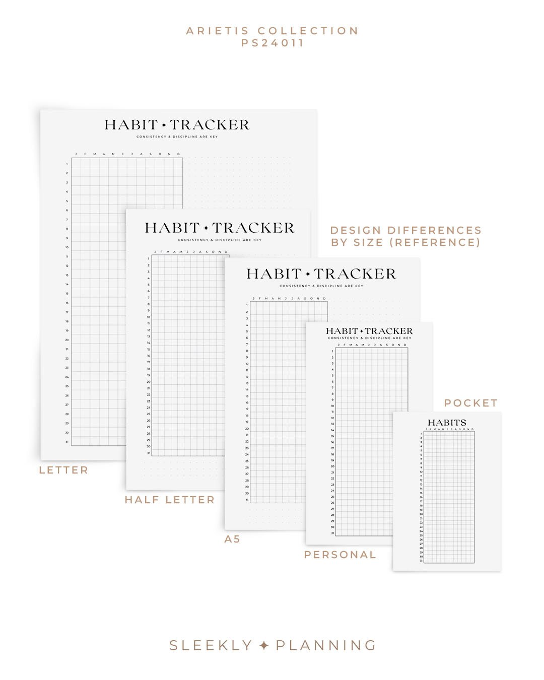 Yearly Habit Tracker and Year in Pixels Printable Insert Page Worksheet ...