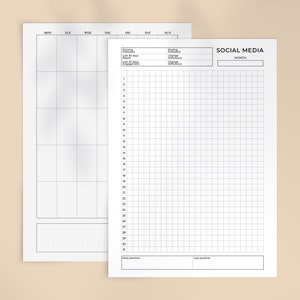 Monthly Social Media Content Printable Planner for Instagram Facebook ...