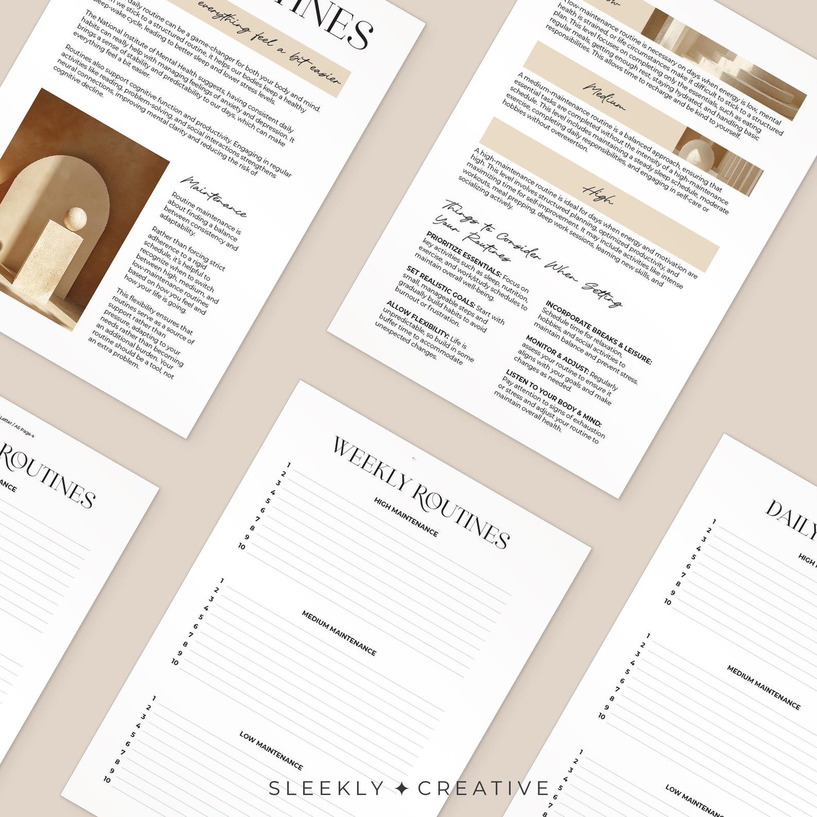 Routines Worksheet | Day Week Month Year High Low Maintenance Template Printable Planner Insert ...