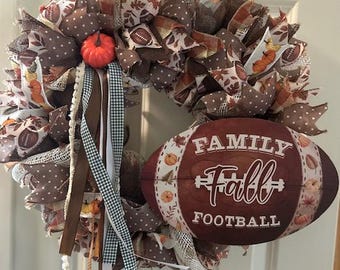 Family Fall Football Wreath - Etsy