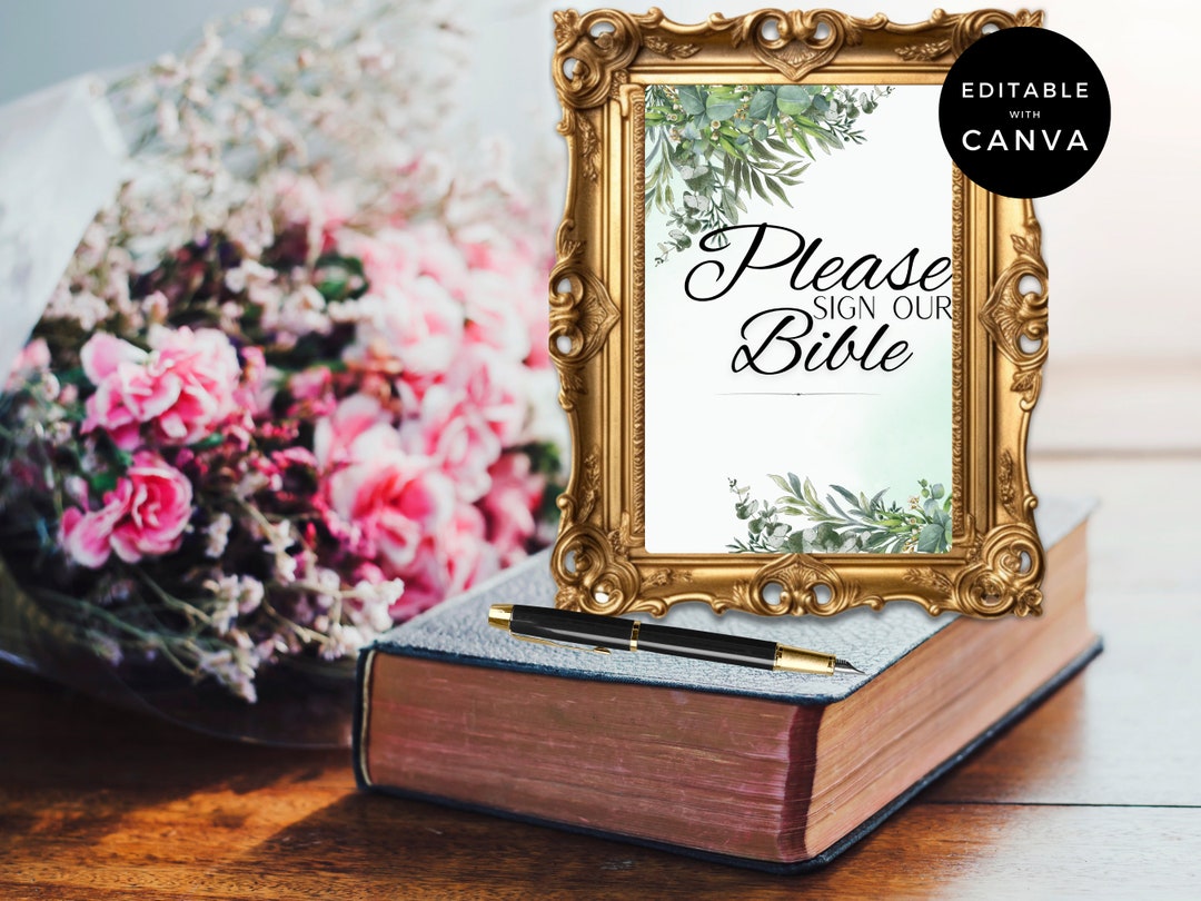 Sign Our Bible Sign, Printable Wedding Christian Guestbook, Diy Wedding ...