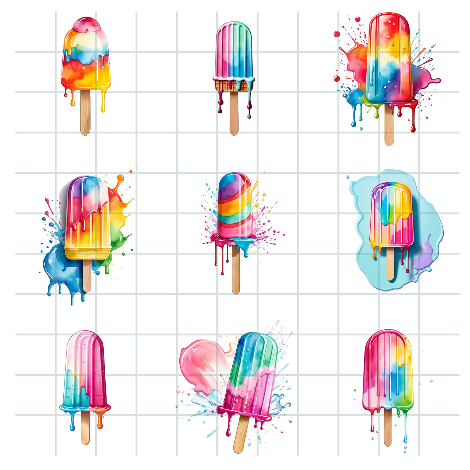 Watercolor Pastel Sweets Clipart Rainbow Sweet Treats PNG Ice Cream ...